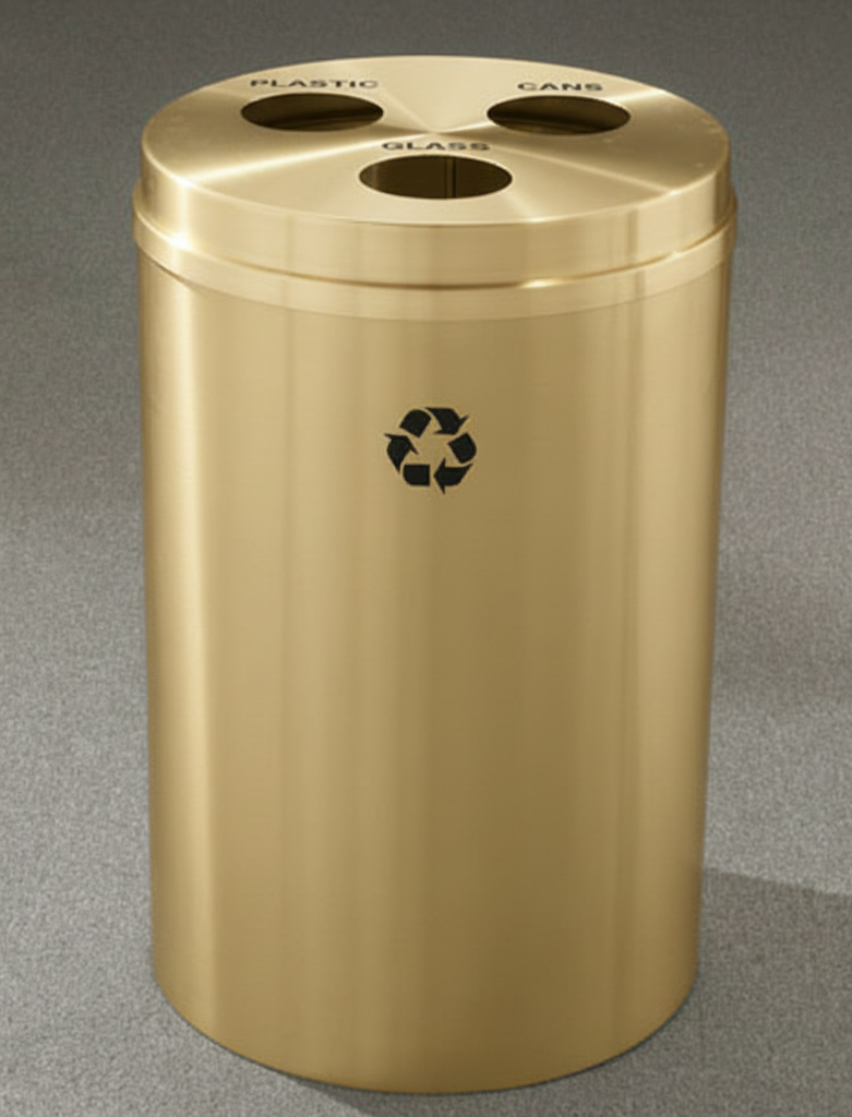 Glaro BCB-2032 Recyclepro 3 Waste Receptacle with Designer Brass Lid ...