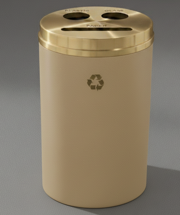 Glaro BCP-2032 Recyclepro 3 Waste Receptacle with Designer Brass Lid ...
