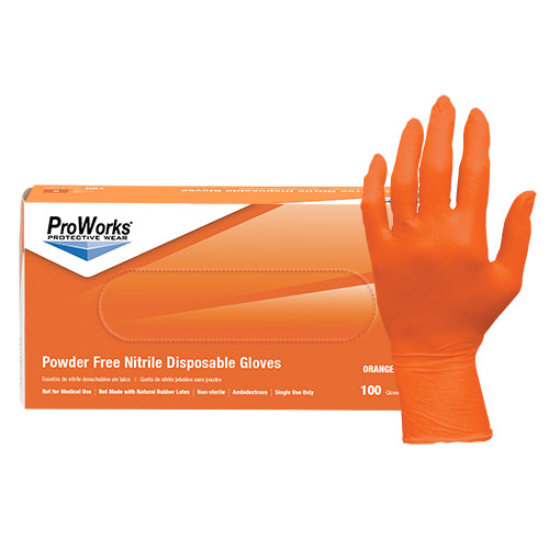 ProWorks® Nitrile Powder Free Disposable Gloves, Orange, 6 mil (GL-N15 ...